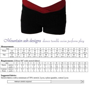Girls Dance Shorts Sewing Pattern Gymnastics Dance Shorts 2 Pdf Sewing ...