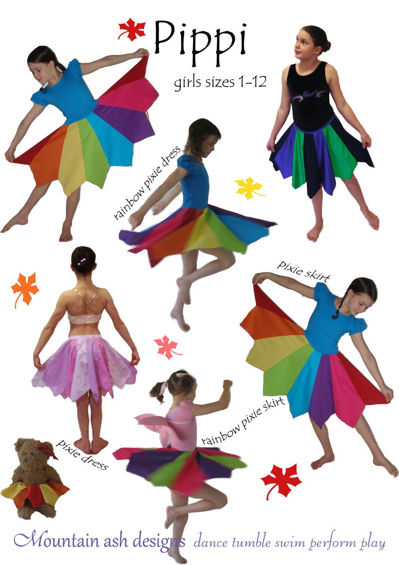 Pippi Rainbow Dress Pdf Sewing Pattern Fairy Dress Pixie Skirt | Etsy ...