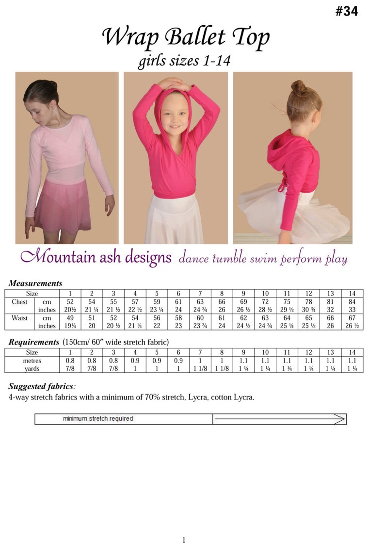 Girls Ballet Wrap Cardigan Sewing Pattern Girls Sizes 1-14 | Etsy