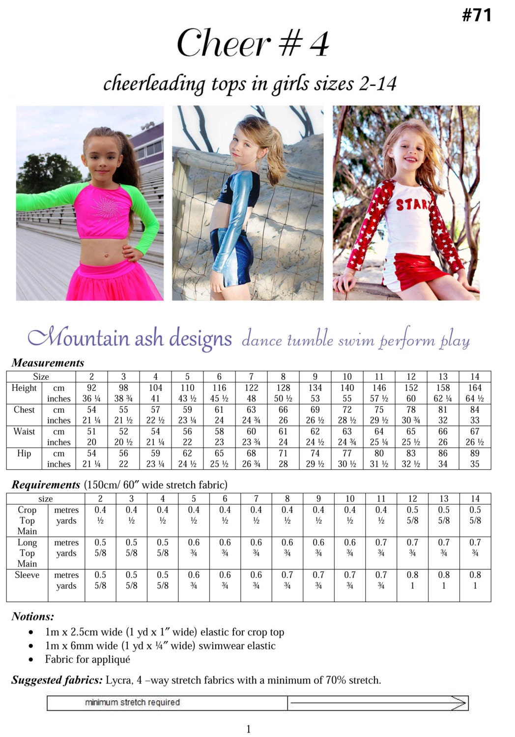 All Star Cheerleading Tops Pattern Cheer 4 Girls Sizes 2-14 - Etsy Canada