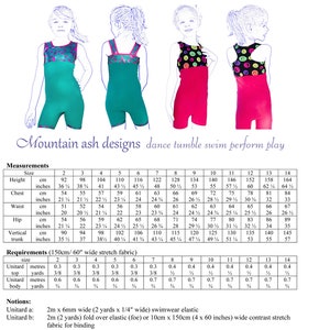 Unitards 1 Sewing Pattern in Girls Sizes 2-14 Racer Back Pdf Pattern ...