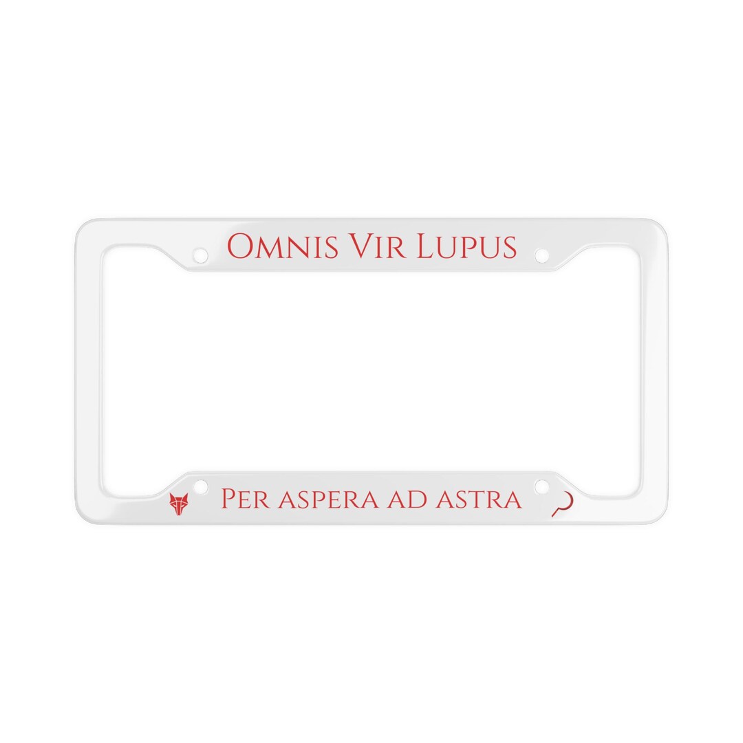 Per Aspera Ad Astra - White/red/wolf/scythe - License Plate Frame ...