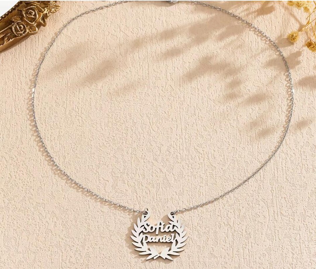 Personalized 2 Names Necklace, Custom Name Pendant Necklace, Stainless ...