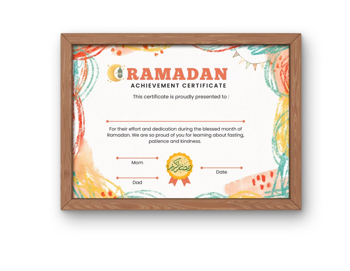 Ramadan Printable Certificate for Kids, Islamic Achievement Award ...