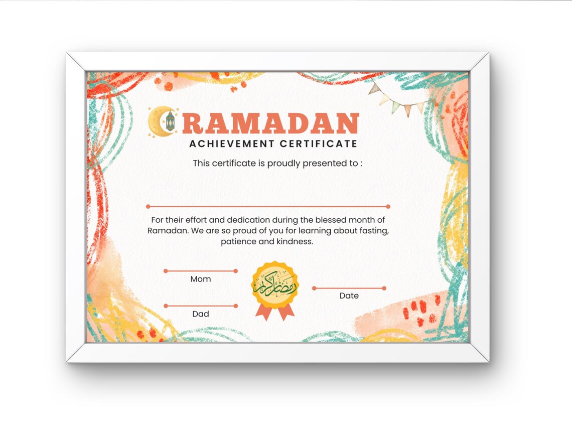 Ramadan Printable Certificate for Kids, Islamic Achievement Award ...