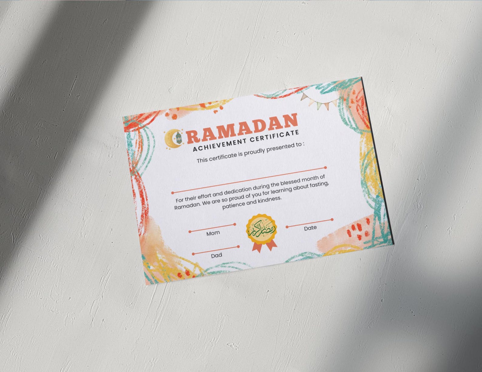 Ramadan Printable Certificate for Kids, Islamic Achievement Award ...