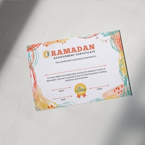 Ramadan Printable Certificate for Kids, Islamic Achievement Award ...