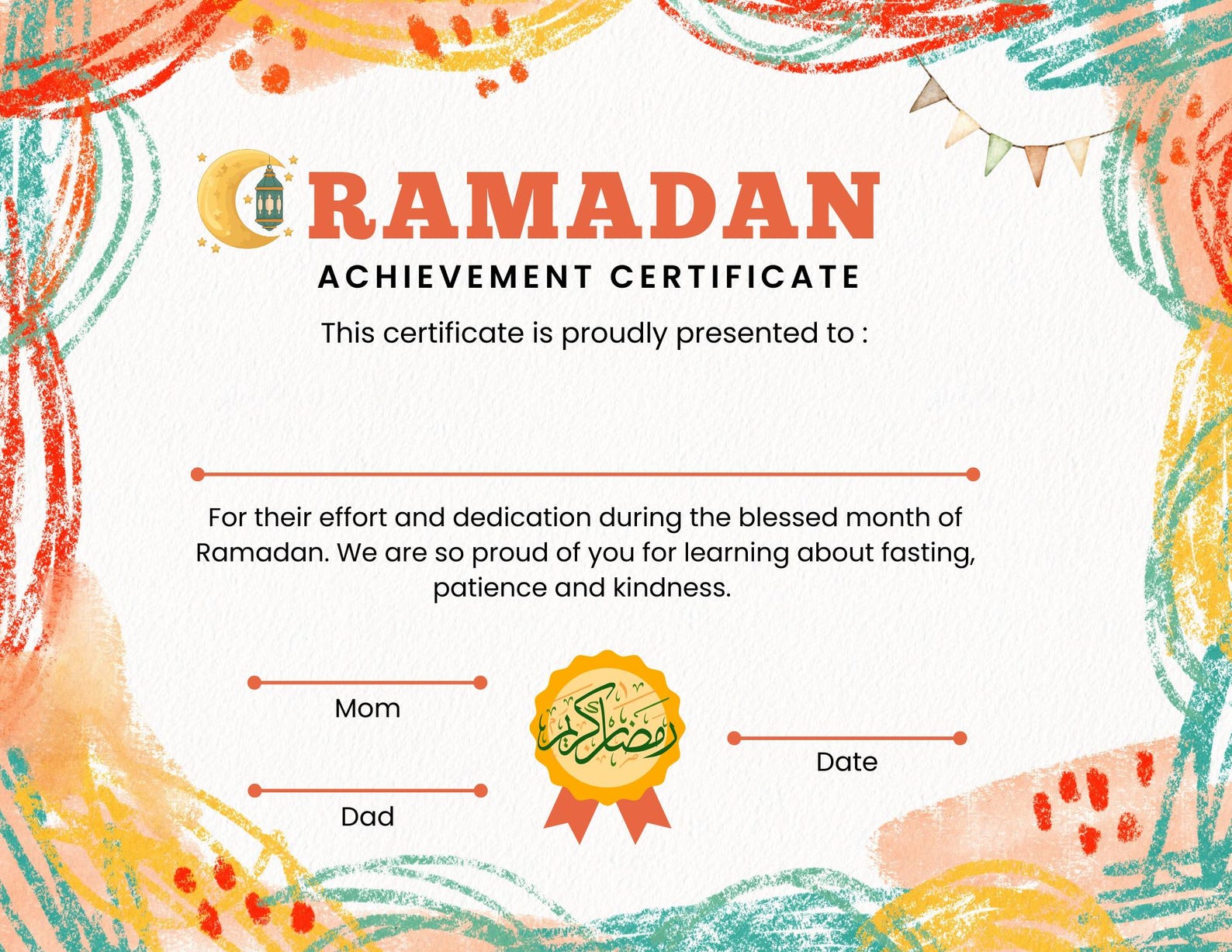 Ramadan Printable Certificate for Kids, Islamic Achievement Award ...