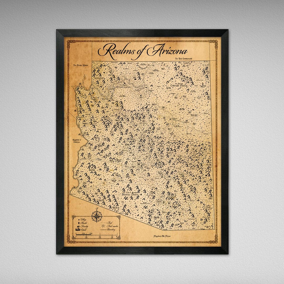 Arizona Fantasy Map Print – Tolkien Style Illustration (18x24 Inch) - Etsy