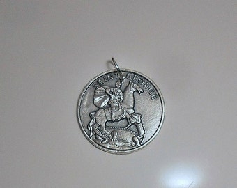 St. George Necklace Sterling Silver Saint George Medal Necklace ...