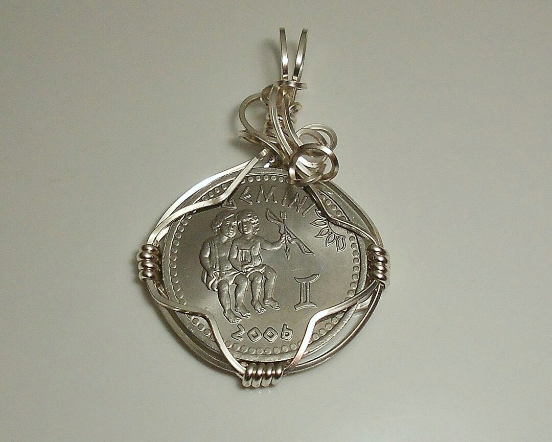 Gemini Zodiac Coin Pendant - Etsy