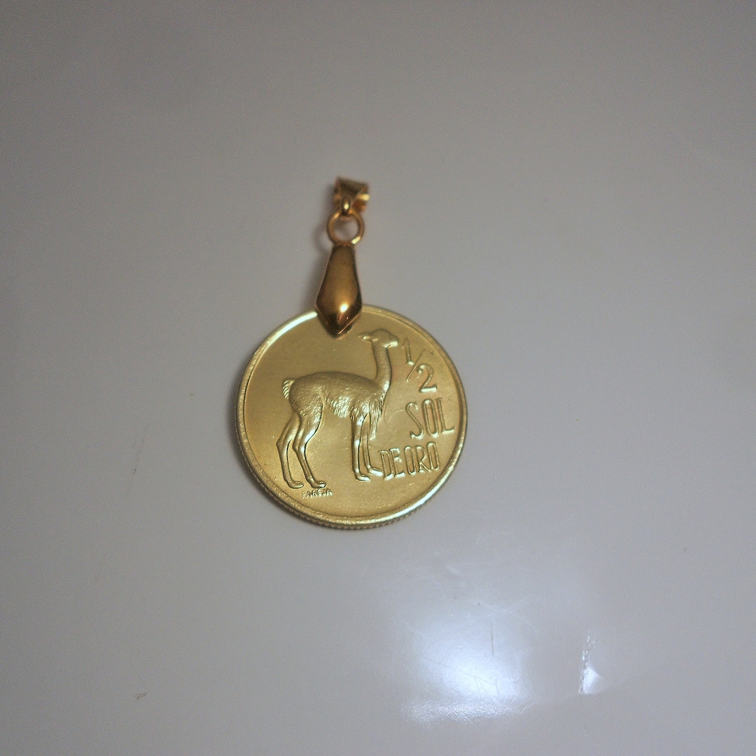 Peru Vintage Llama Coin Pendant Necklace - Etsy