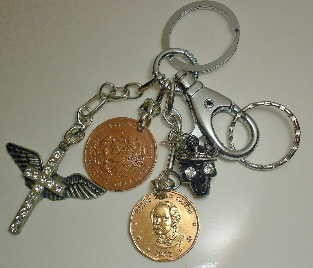 Mexico/dominican Republic Coin Keychain - Etsy