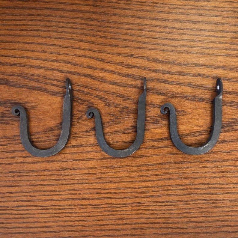 Hand Forged Iron Wall Hook, Rustic Blacksmith Style - Etsy
