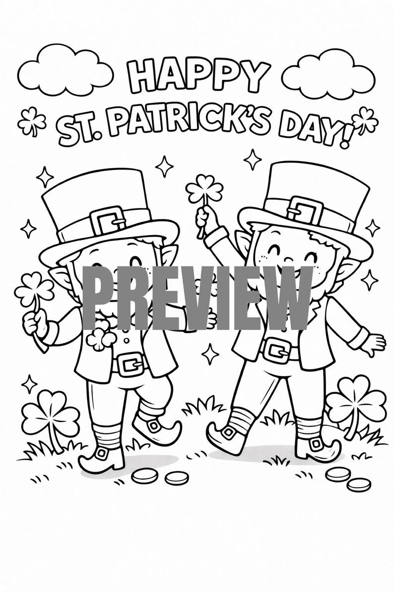St Patrick's Day Coloring Pages Bundle | Kids Printable Activities ...
