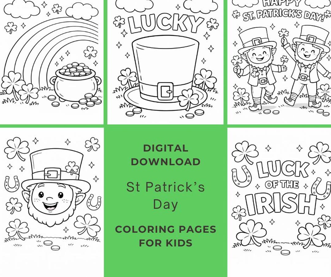 St Patrick's Day Coloring Pages Bundle | Kids Printable Activities ...