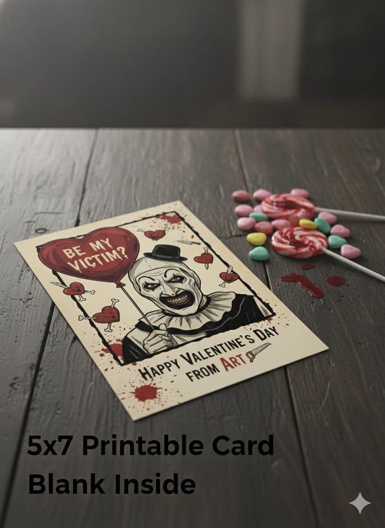 Terrifier Art the Clown Printable Valentines Card - Etsy