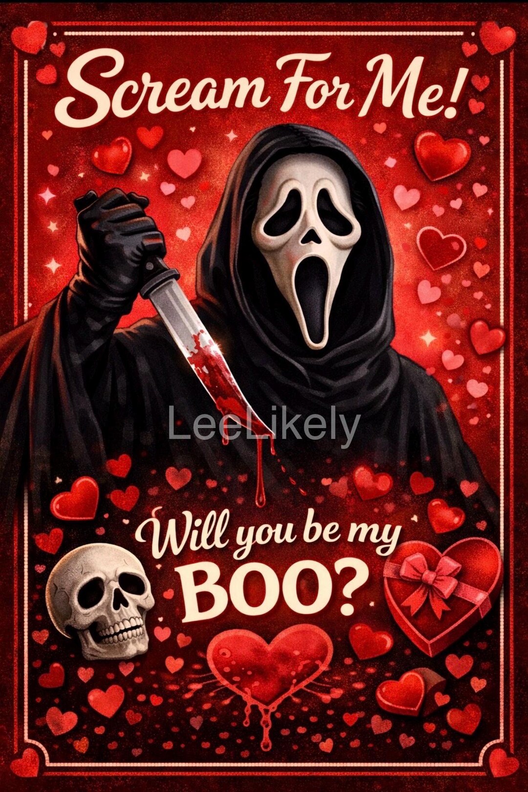 Scream Ghost Face Printable Valentines Card - Etsy