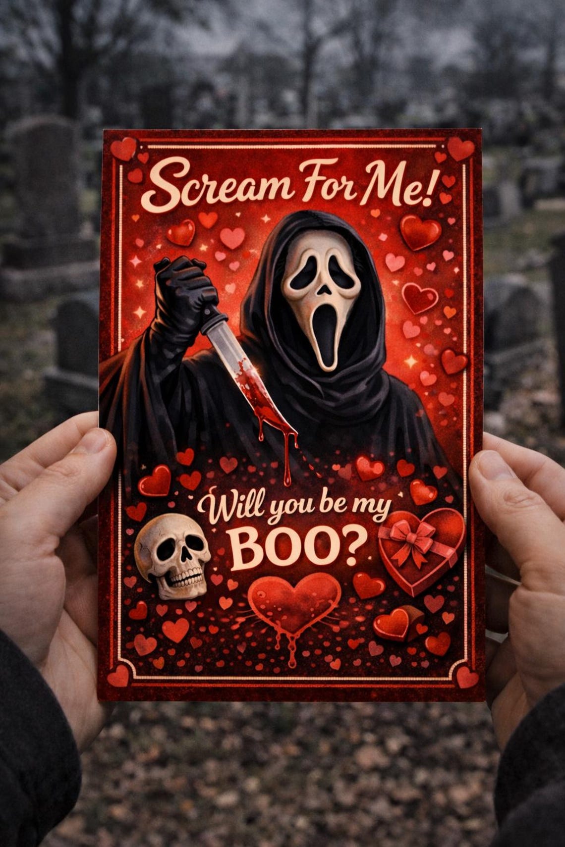 Scream Ghost Face Printable Valentines Card - Etsy