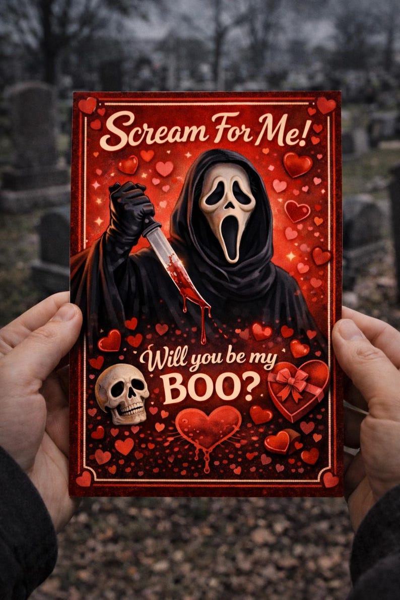 Scream Ghost Face Printable Valentines Card - Etsy