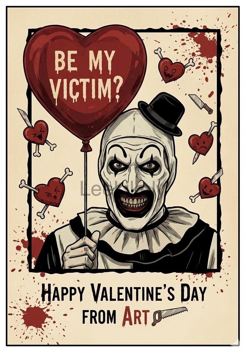 Terrifier Art the Clown Printable Valentines Card - Etsy