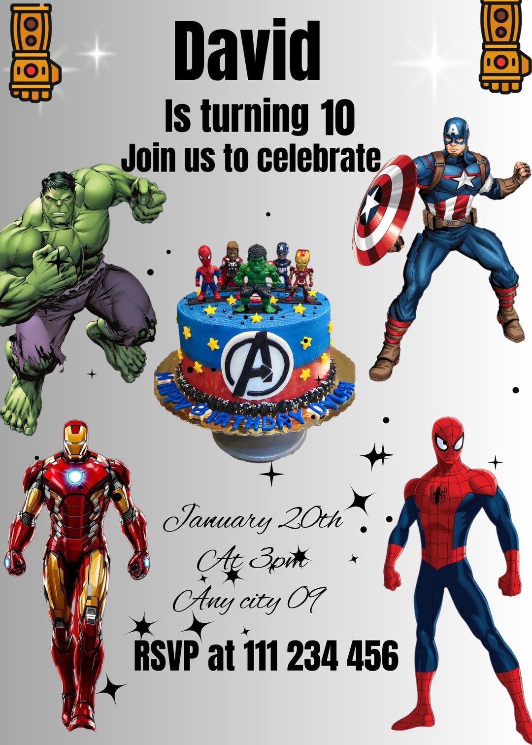 Avengers Birthday Invitation Template: Editable Canva Party Invite (5x7 ...