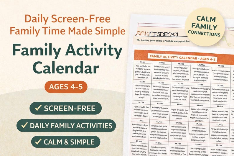 Family Activity Calendar for Ages 4–5 | Screen-free Daily Activities ...