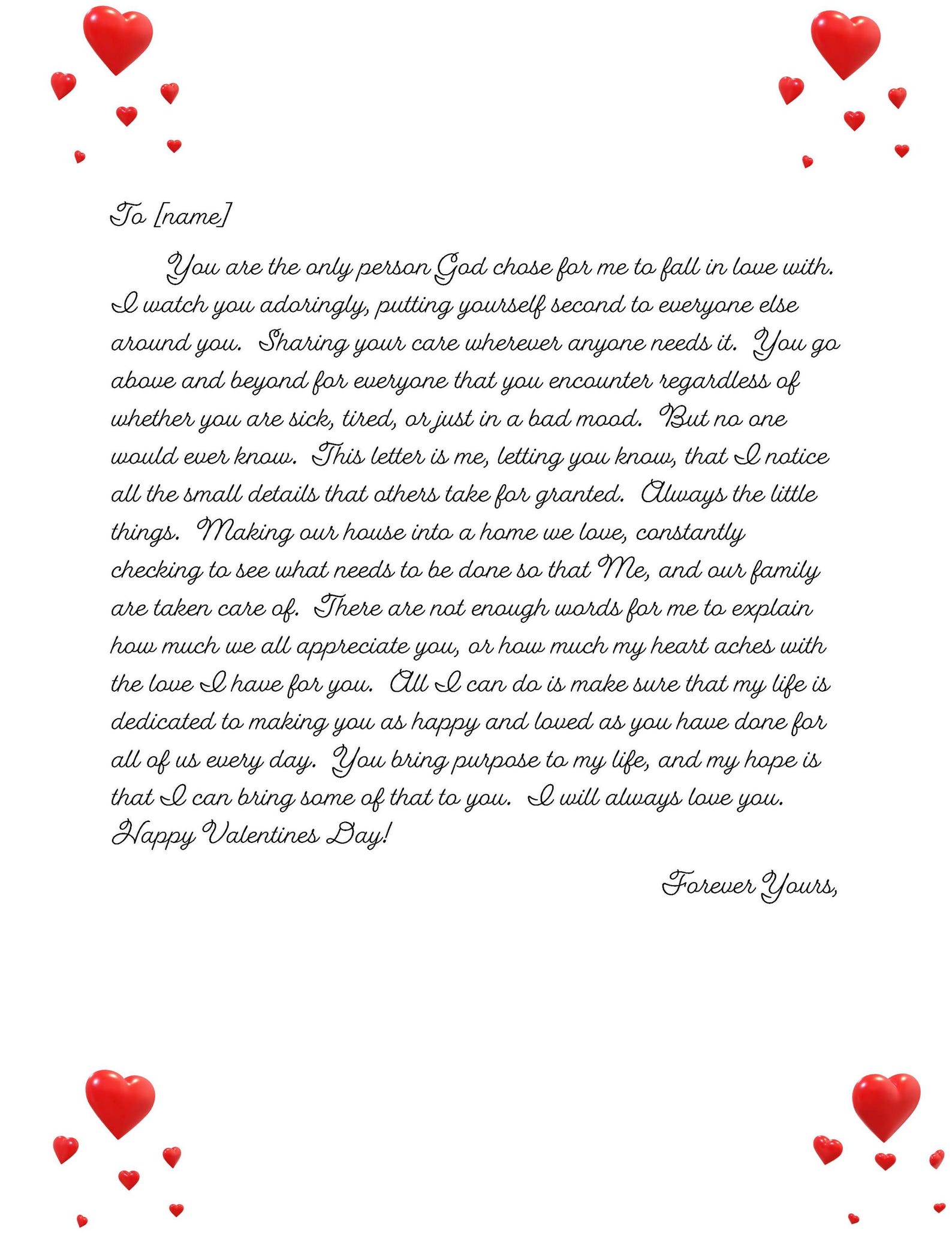 Valentine's Day Love Letter Pdf That You Can Edit. - Etsy