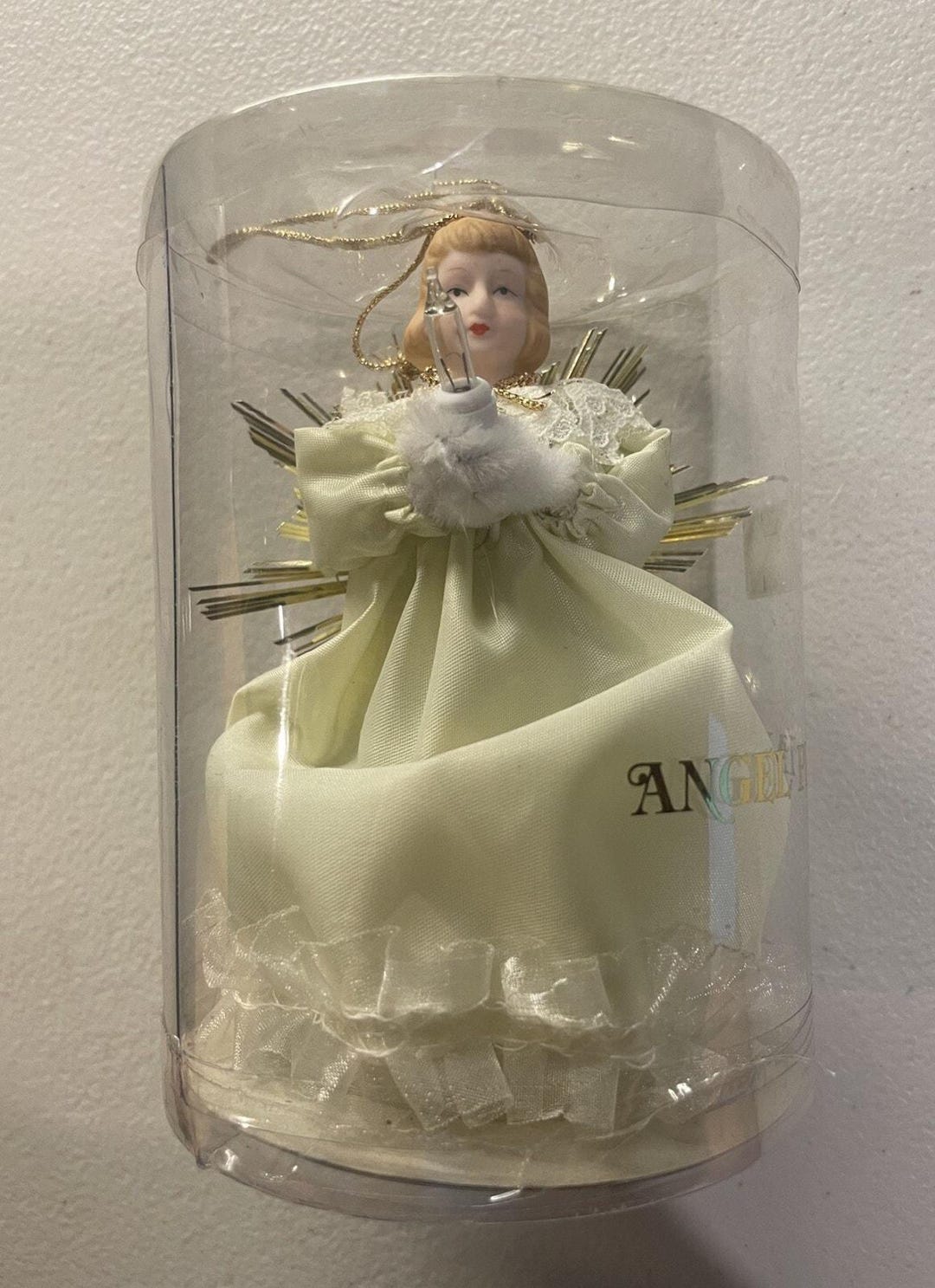 NEW Vintage Merry Brite Angel Pig Tail Light up 5" White Gown Angel ...