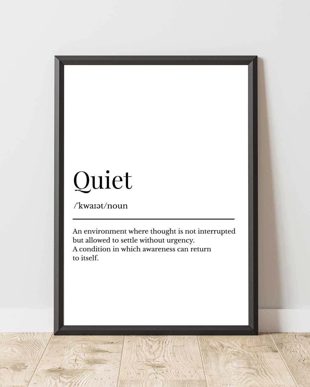 Quiet Definition Wall Art, Minimal Typography Print, Calm Neutral Home ...