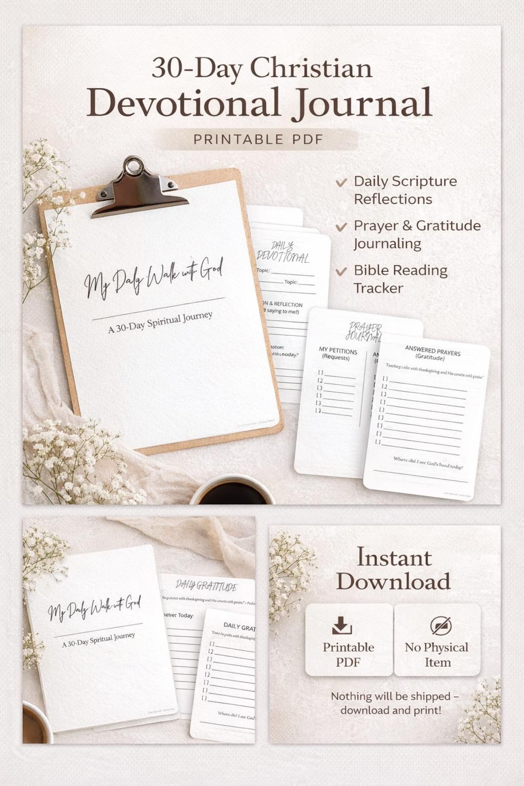 30-day Christian Devotional Journal Printable, Daily Prayer and ...