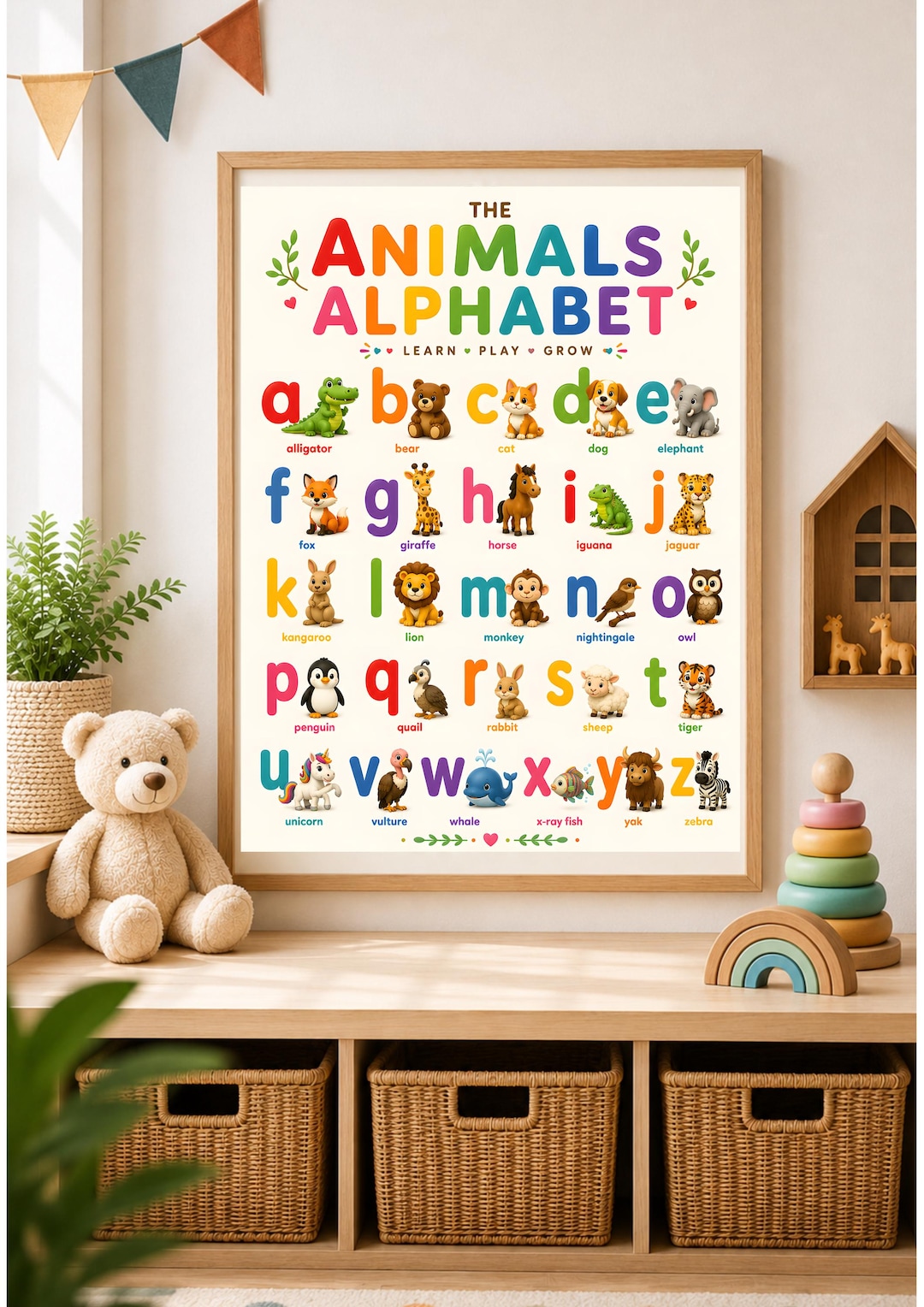 Animals Alphabet Poster | ABC Learning Wall Art (digital Download) - Etsy