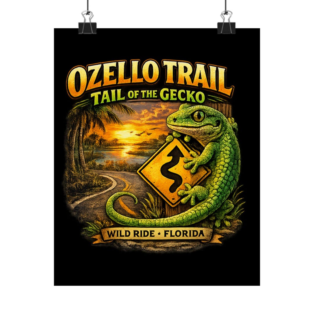 Ozello Trail Tail of the Gecko Matte Vertical Poster | Florida Road ...