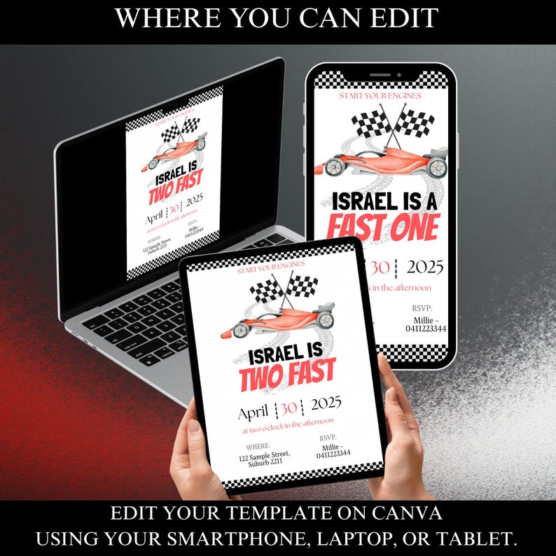 Fast One/two Fast Birthday Invitation | Race Car Party (digital ...