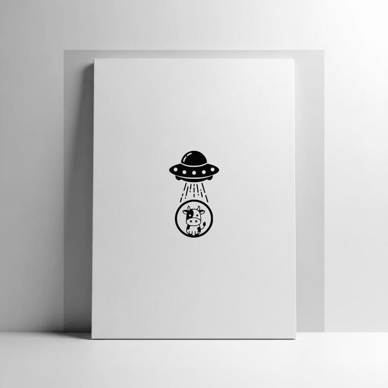 UFO Cow Abduction SVG | Funny Alien Design, Cricut Sticker Cut File ...