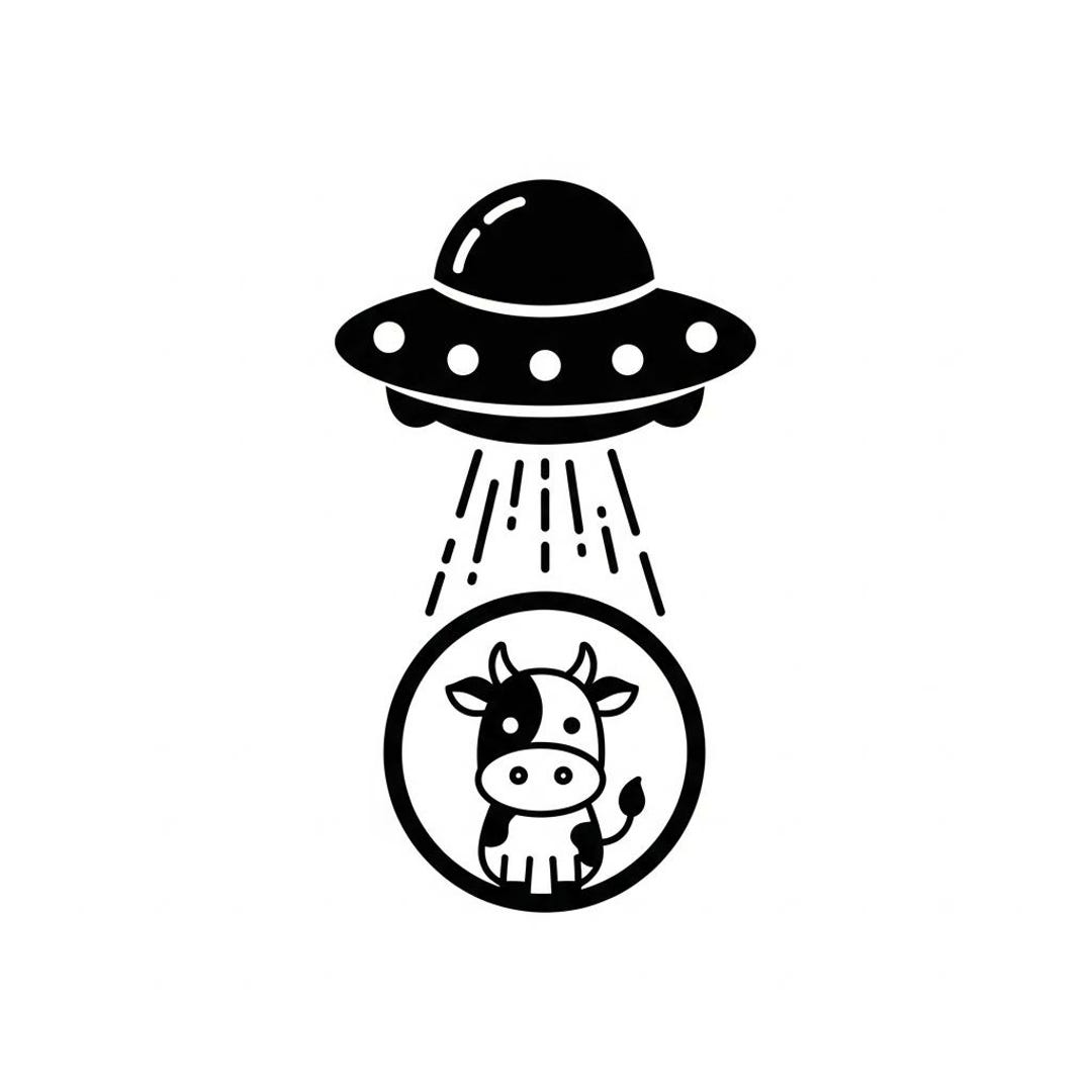 Retro UFO Cow Abduction SVG – Spooky Farm Animal Vector Art (digital ...