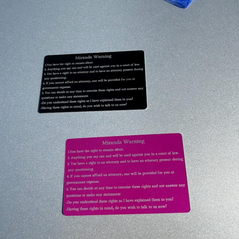 Miranda Warning Cards - Etsy