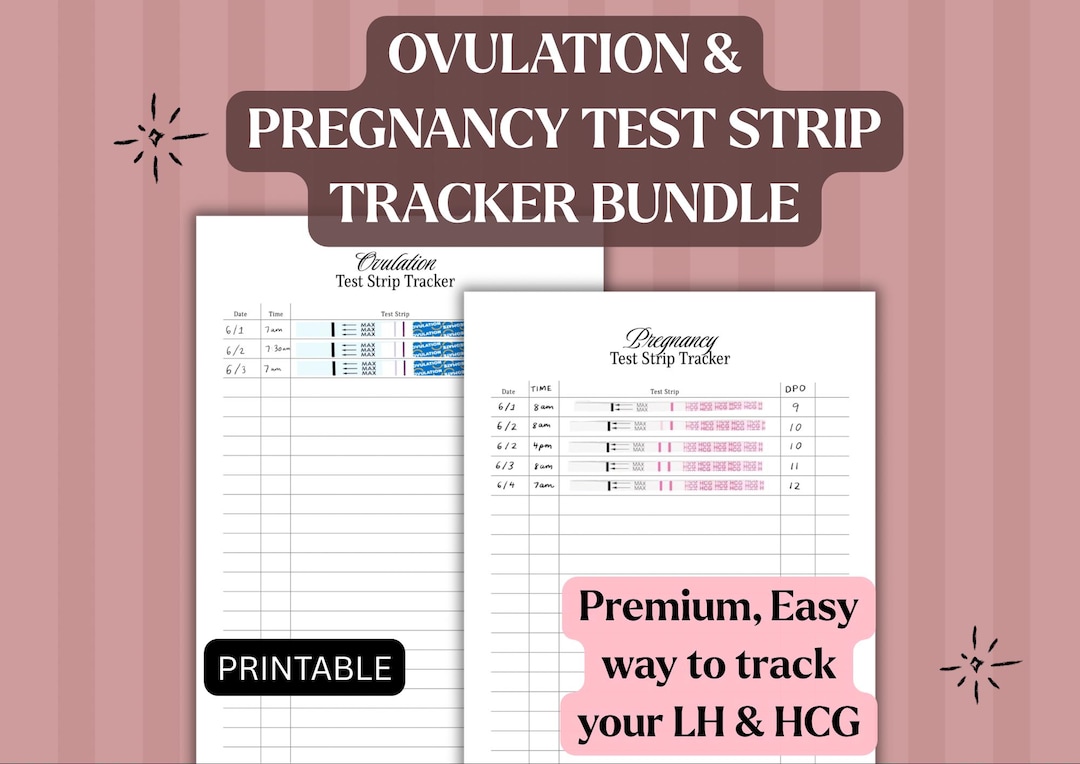 Printable Pregnancy & Ovulation Test Strip Tracker Bundle | HCG and LH ...