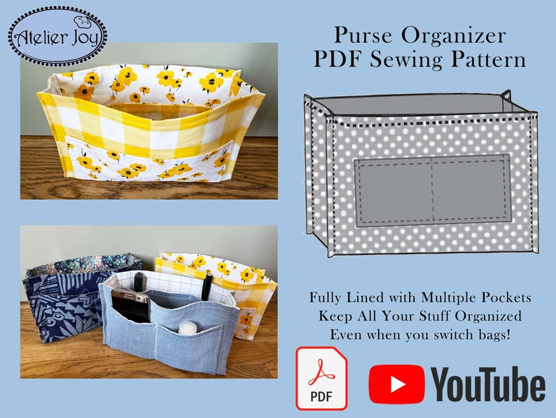 Purse Organizer, PDF Sewing Pattern, Instant Download, Bag, Tidy ...