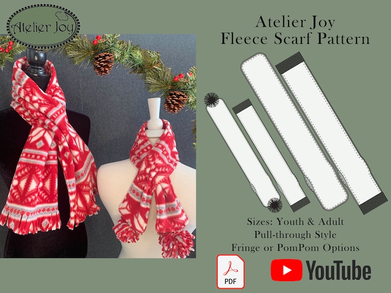Fleece Pull-through Scarf Sewing Pattern – Adult & Child Sizes (PDF ...
