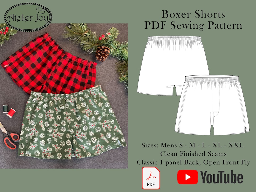 Mens Boxer Shorts PDF Sewing Pattern & Instructions Digital with Video ...
