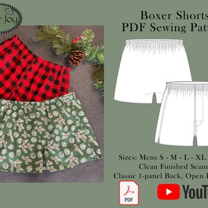 Men's Boxer Shorts PDF Sewing Pattern & Video Tutorial Sizes XS to 3XL ...