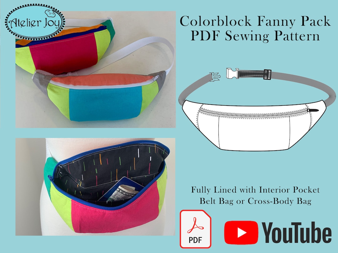 Fanny Pack Sewing Pattern PDF Bumbag Pattern Sling Bag Cross Body Bag ...