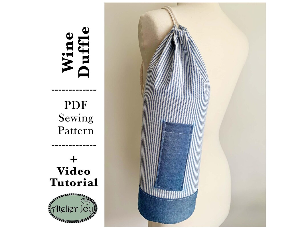 Wine Bag Sewing Pattern Project Duffle Champagne Drawstring Tote Picnic ...