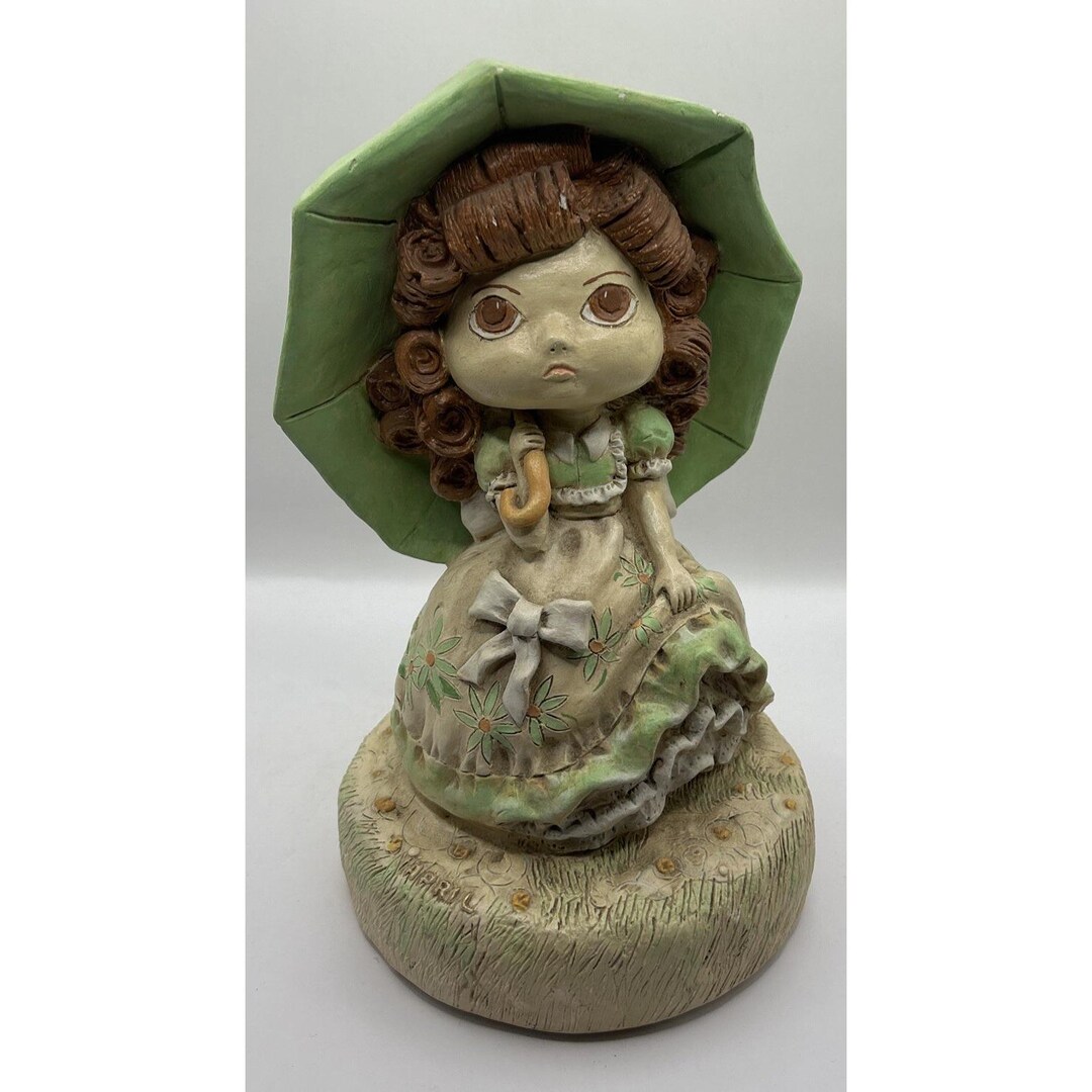 Vintage 1976 Dan Hughes Girl Figurine Month April #2014 Green Dress ...