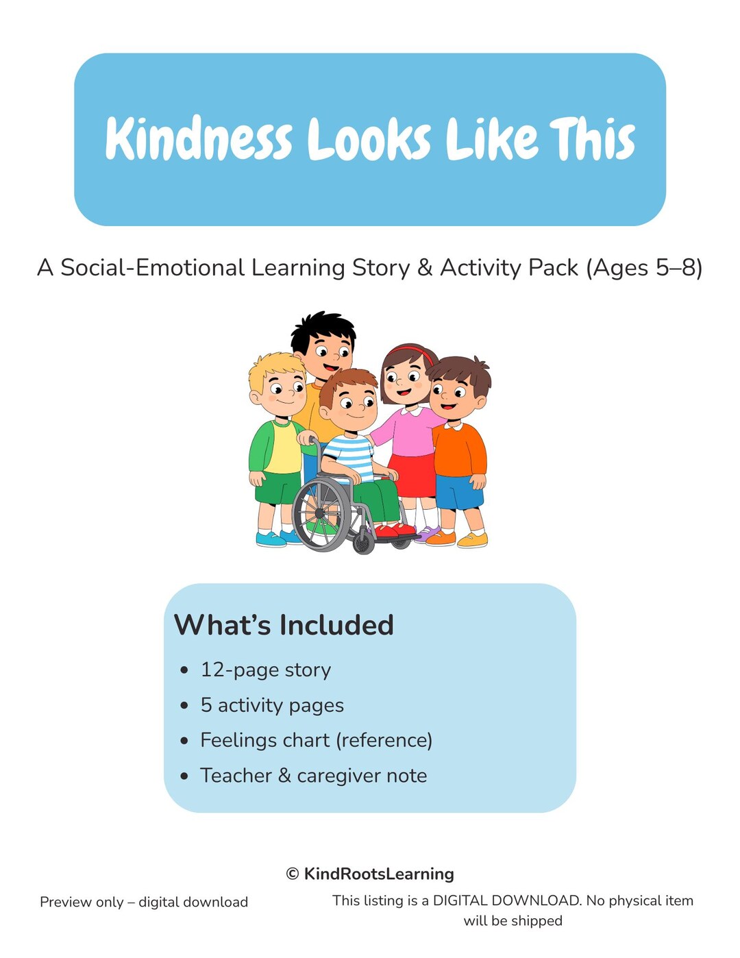 Kindness SEL Story & Activities | Ages 5-8 (printable PDF) - Etsy