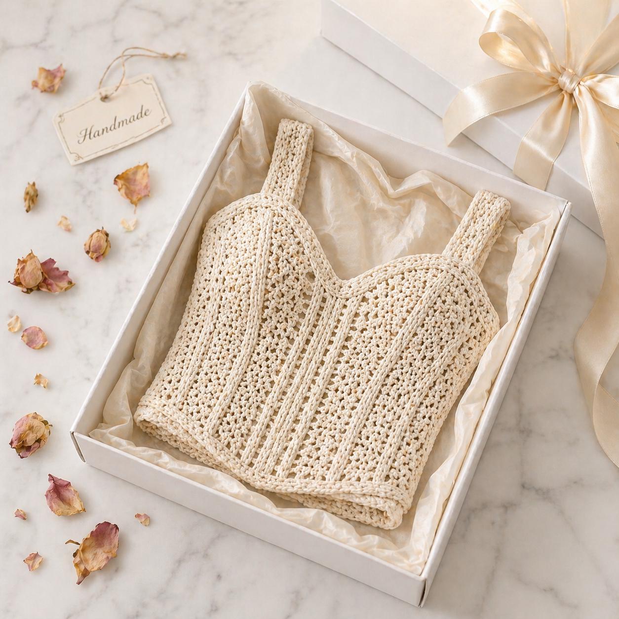 Crochet Corset Top Pattern PDF, Vintage Sweetheart Neckline, Lace-up ...