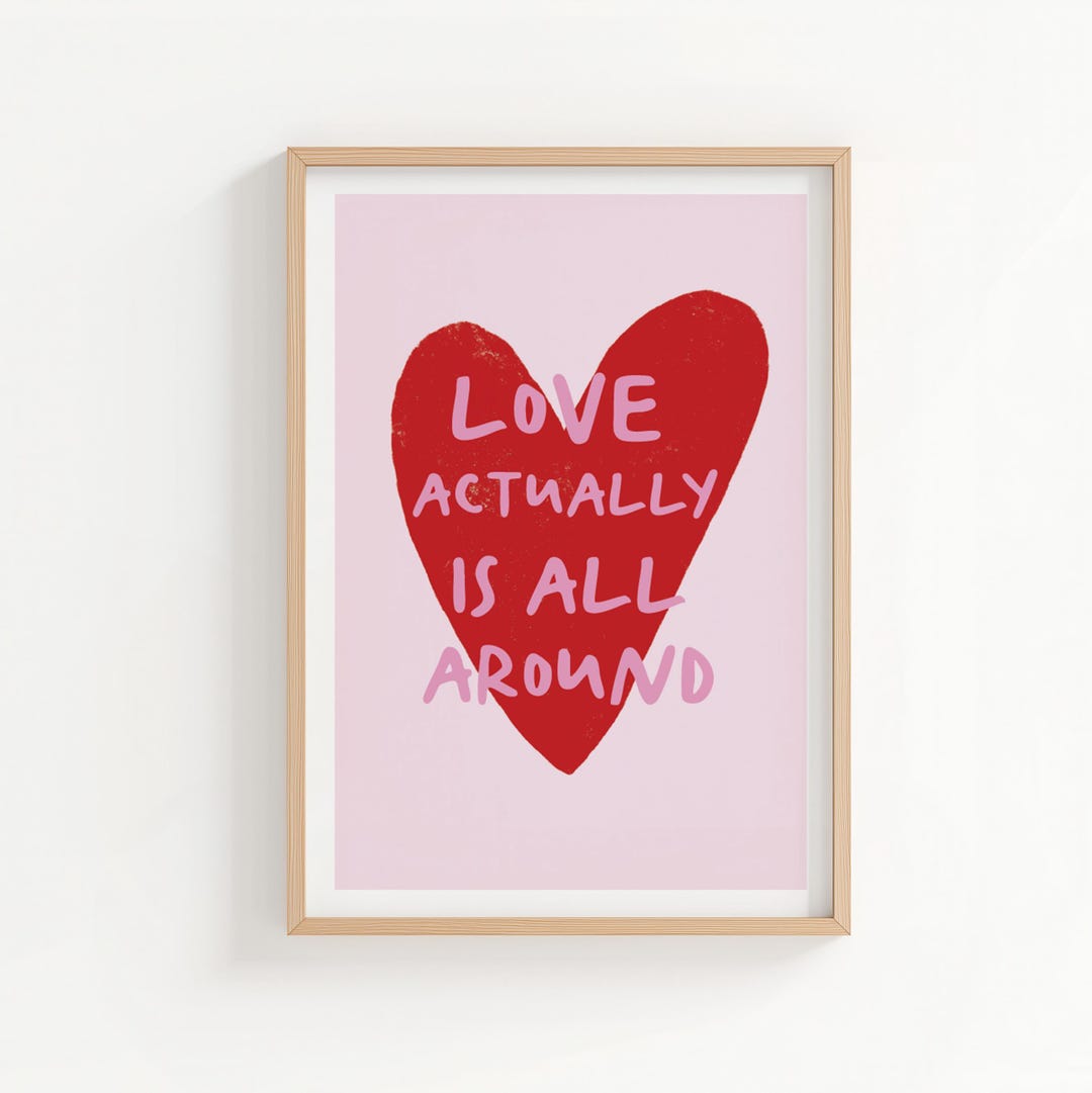 Love Actually is All Around Quote Illustration Print | Valentines Day ...