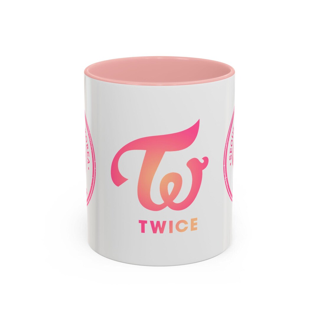 TWICE Logo Pink Stamp Accent Coffee Mug | K-pop Fan Drinkware - Etsy