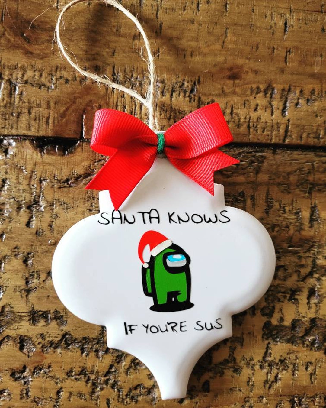 Among Us Sus Santa Ornament, Christmas Gift, Home Decor - Etsy
